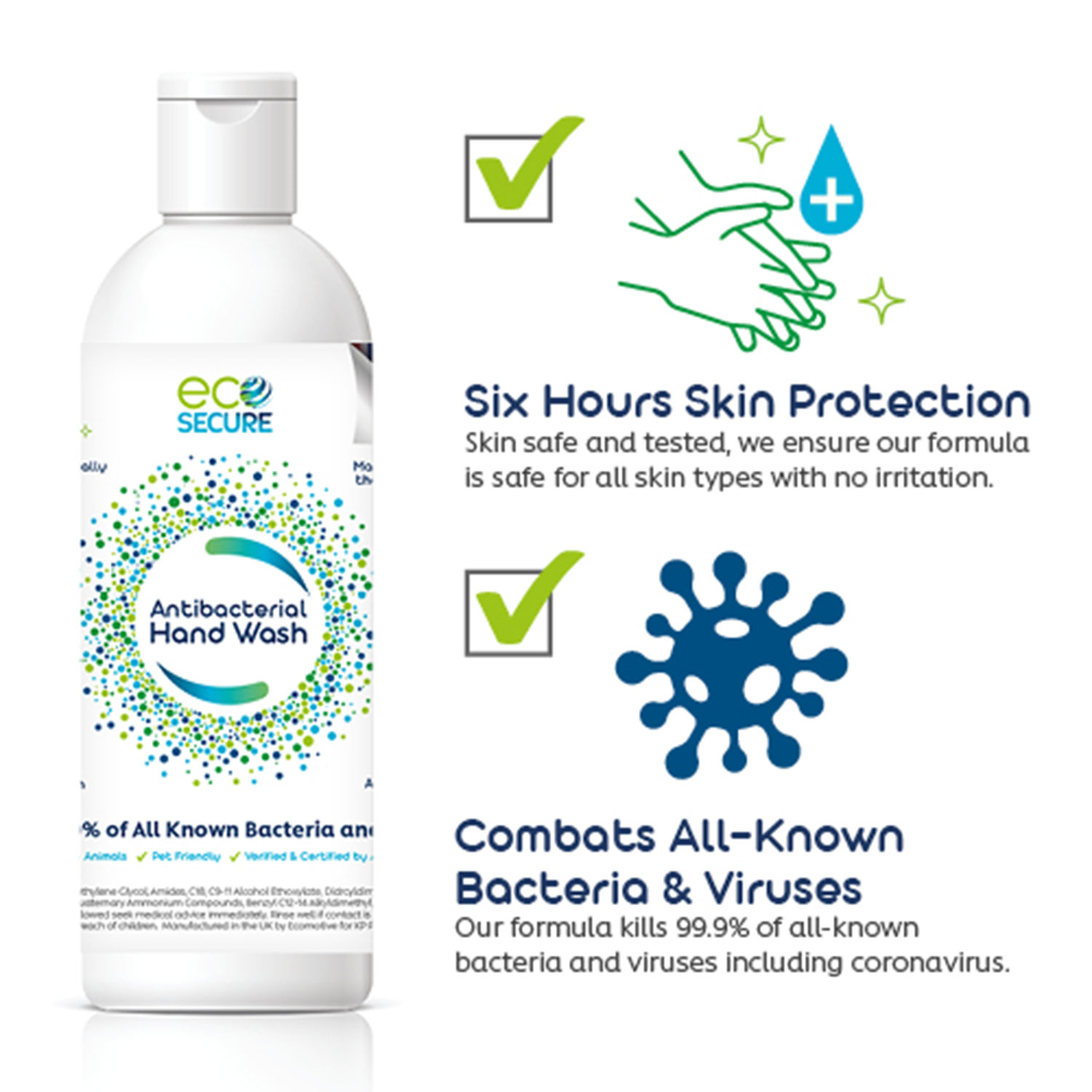 ECOSECURE ANTIBACTERIAL HAND WASH - 500ml - kp-pharma | Buy Online